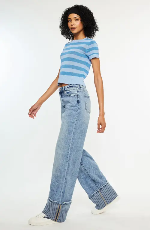 KANCAN Petal High Rise Wide Leg Jeans