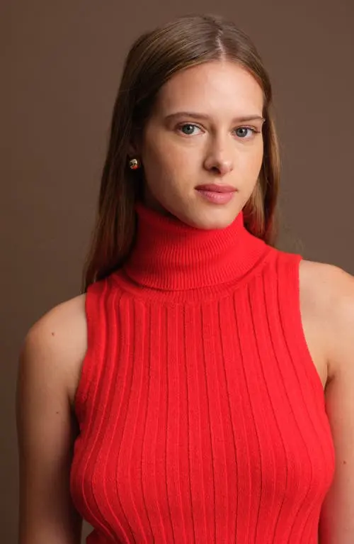 Deluc Sleeveless Turtleneck Sweater - Red
