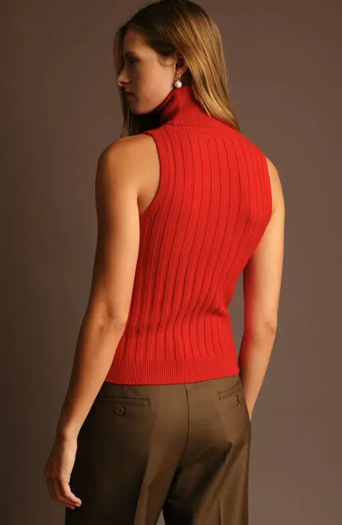 Deluc Sleeveless Turtleneck Sweater - Red