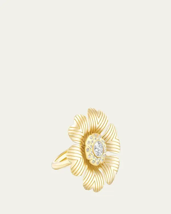 Harwell Godfrey 18k Yellow Gold Camellia Diamond Ring