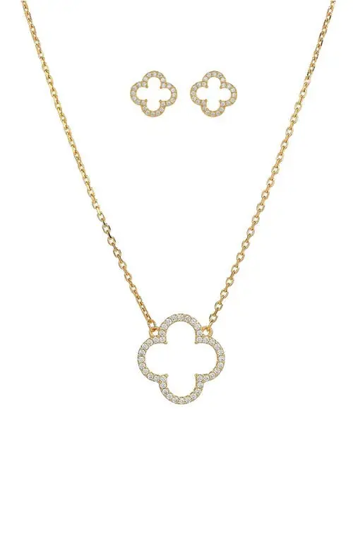 BEARFRUIT JEWELRY Sterling Silver Aria Clover Necklace & Earrings Set - Gold