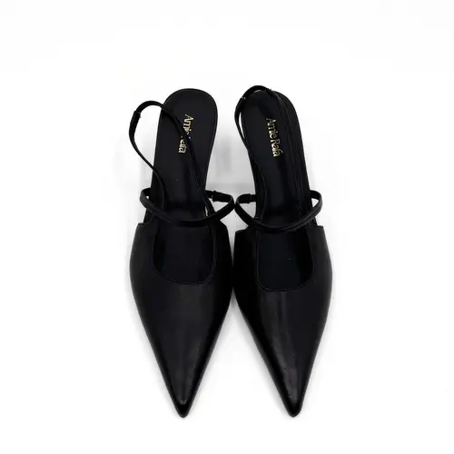 AMIE RAFA Embossed Crocodile Slingback Heels - Black