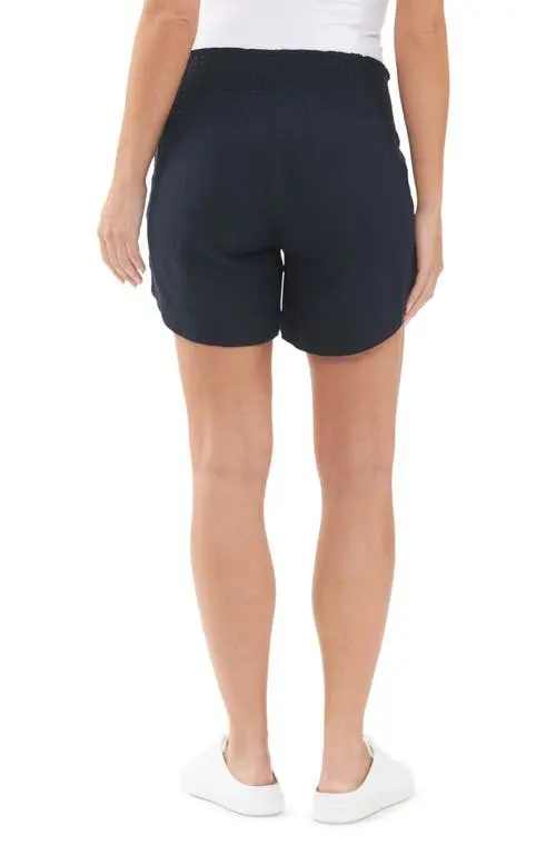 RIPE MATERNITY Indi Shirred Waist Linen Blend Shorts - Navy