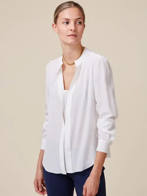 CALLAS MILANO Olympia Silk Long Sleeve Top - Ivory