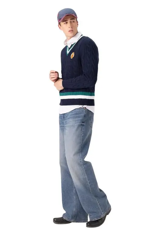 MEMBERS ONLY Cable Knit Cricket Sweater - Navy