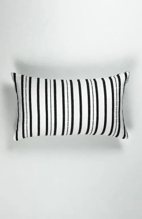 ARCHIVE NEW YORK Ana Brocade Striped Handwoven Cotton Square Throw Pillow - Black & White