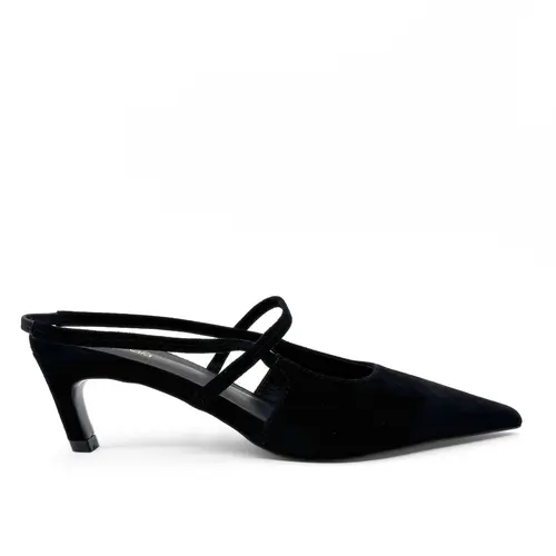AMIE RAFA Connie Slingback Suede Heels - Black