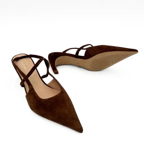 AMIE RAFA Connie Slingback Suede Heels - Brown