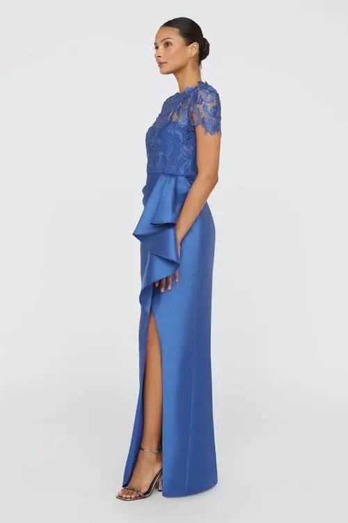 Theia Column Draped Gown