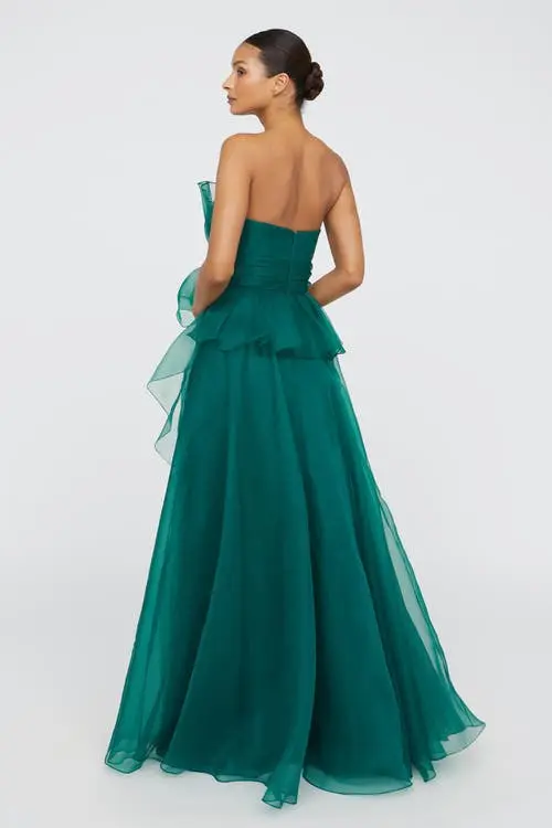 Theia Georgia Fan Bodice Gown