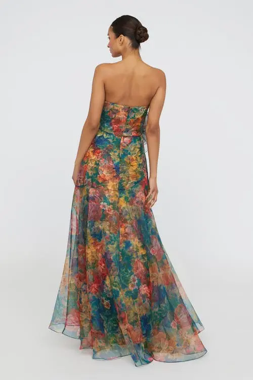 Theia Leora Rosette Ruffle Gown