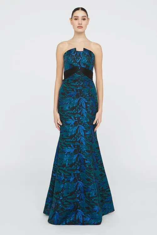 Theia Fernanda Strapless Fit-and-flare Gown