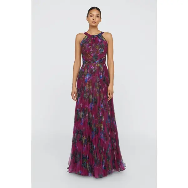 Theia Naveen Pleated Gown