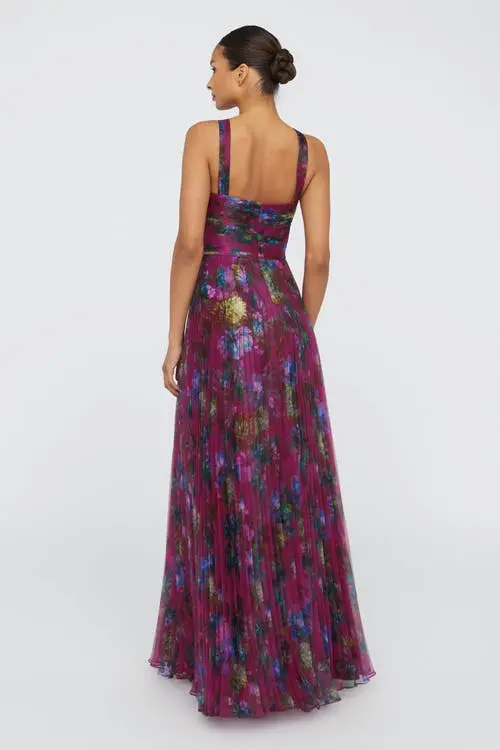 Theia Naveen Pleated Gown