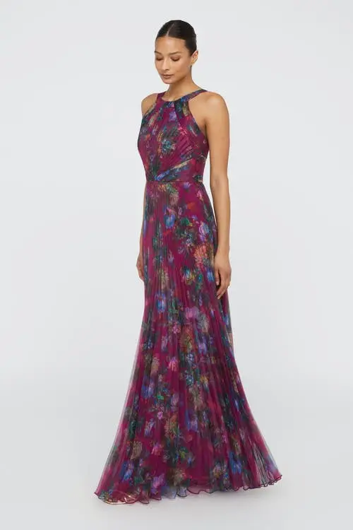Theia Naveen Pleated Gown