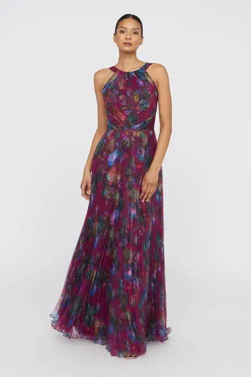 Theia Naveen Pleated Gown
