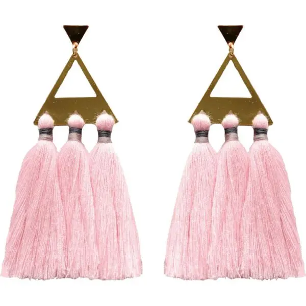 FOSTERIE Trío Tassel Earrings - Rose Quartz