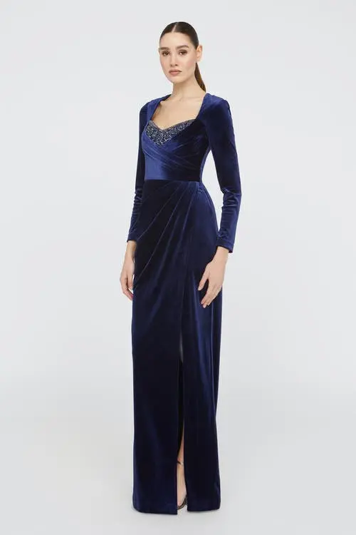 Theia Emerson Long Sleeve Gown
