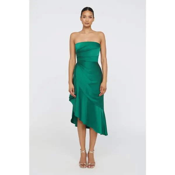 Theia Sinead Strapless Midi Dress