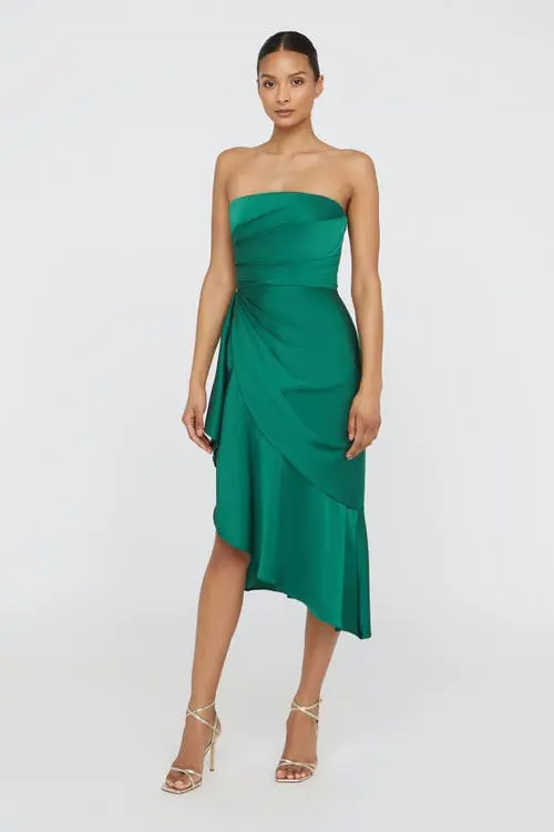 Theia Sinead Strapless Midi Dress