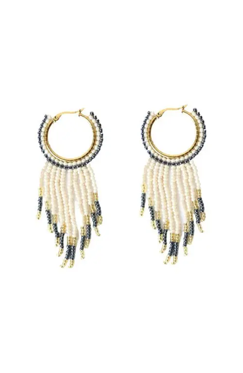 FOSTERIE Beaded Dangle Earrings - White