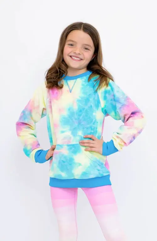 LIMEAPPLE Minky Fleece Crewneck Sweatshirt - Cotton Candy Tie Dye