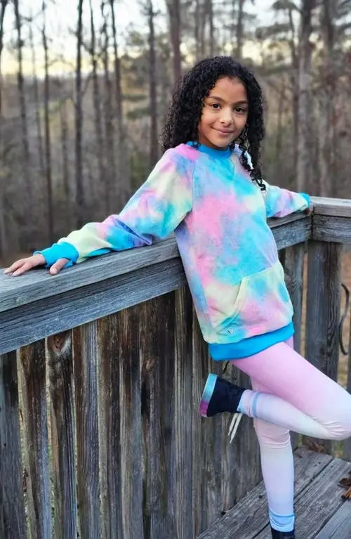 LIMEAPPLE Minky Fleece Crewneck Sweatshirt - Cotton Candy Tie Dye