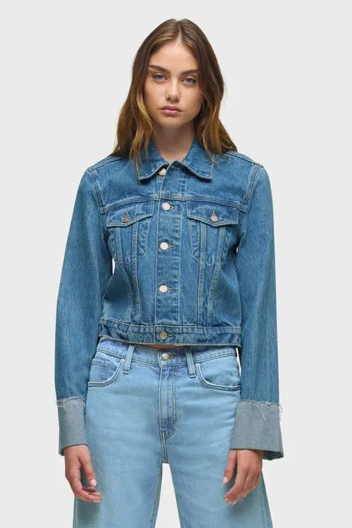 Hudson Jeans Cuffed Cropped Denim Jacket