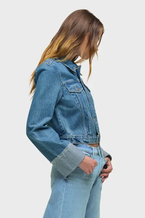 Hudson Jeans Cuffed Cropped Denim Jacket