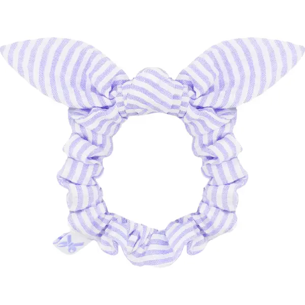 BITS & BOWS Seersucker Bow Scrunchie - Lavender/white