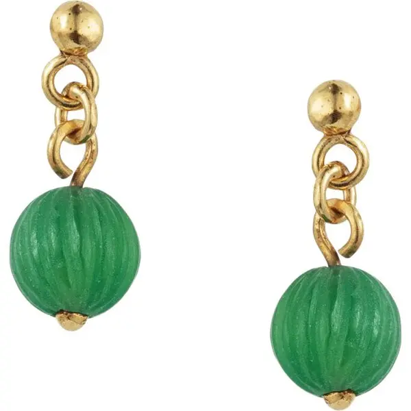 TURQUOISE MOUNTAIN Nariman Green Onyx Drop Earrings - Gold