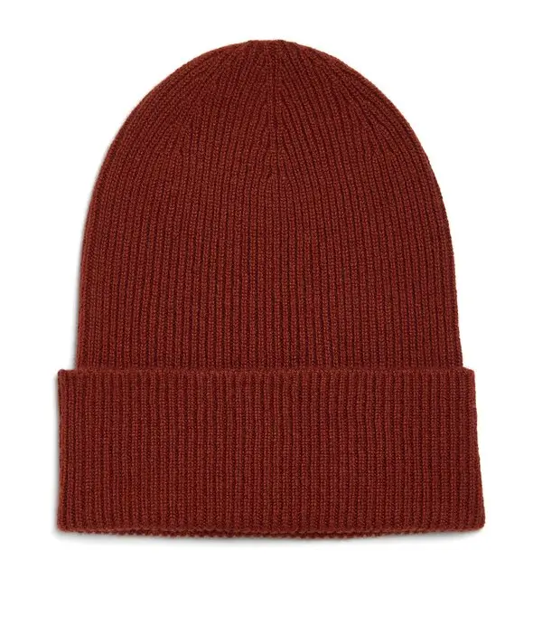 Johnstons Of Elgin Cashmere Slouchy Ribbed Beanie - Burgundy