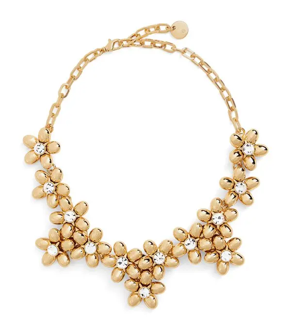 Carolina Herrera Flower Cluster Crystal Necklace - Gold