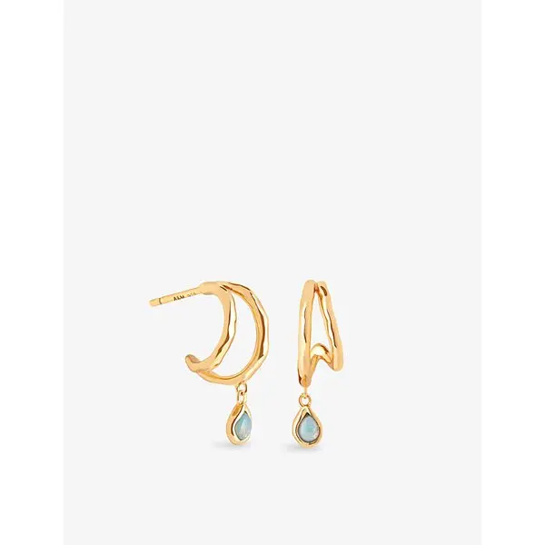 ASTRID & MIYU Illusion Opal Charm Huggie Hoop Earrings - 18ctgoldplatedsilver