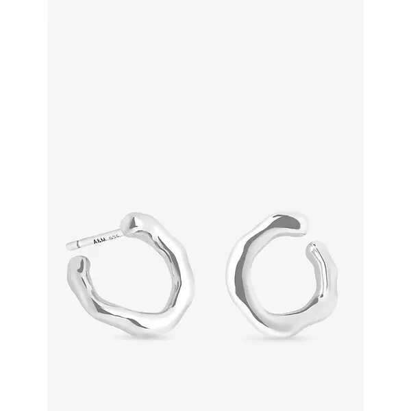 ASTRID & MIYU Molten Orbit Rhodium-plated Hoop Earrings - Rhodiumplatedsilver