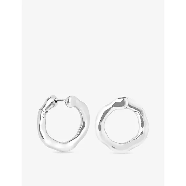 ASTRID & MIYU Molten Orbit Rhodium-plated Hoop Earrings - Rhodiumplatedbrass