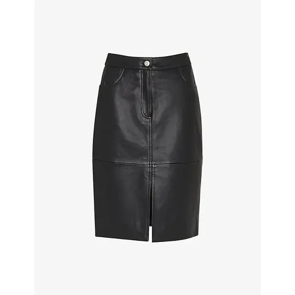 Whistles Split-hem Leather Midi Skirt
