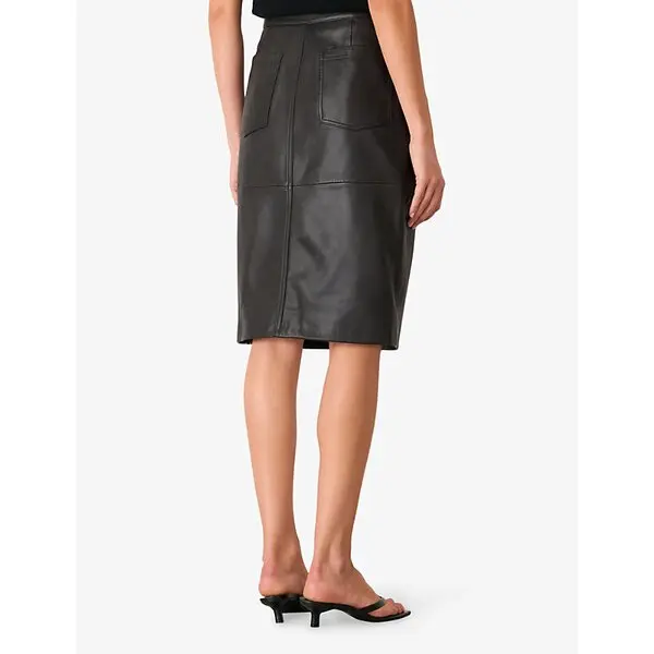 Whistles Split-hem Leather Midi Skirt