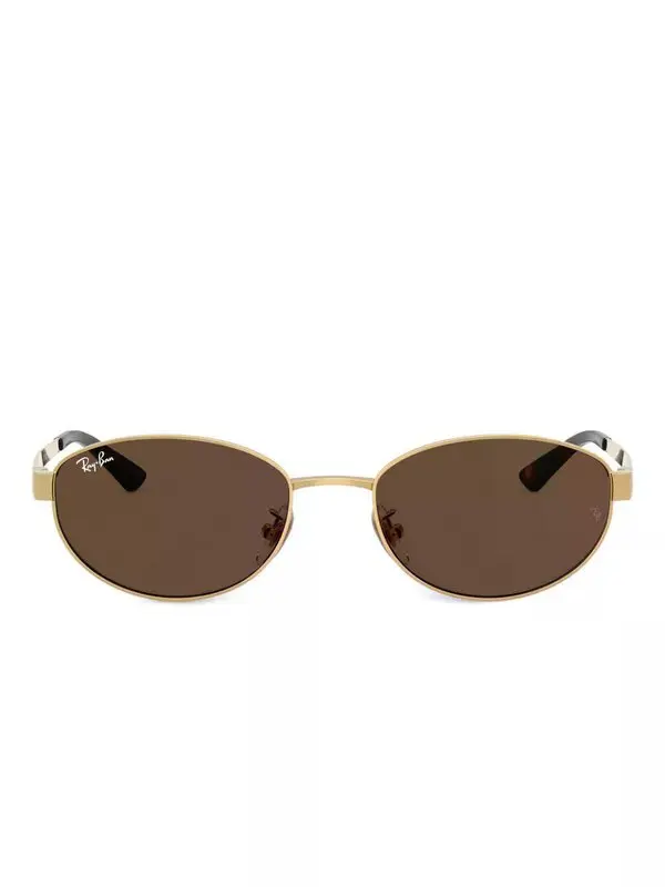 Ray-ban Oval-frame Tinted Sunglasses - Gold