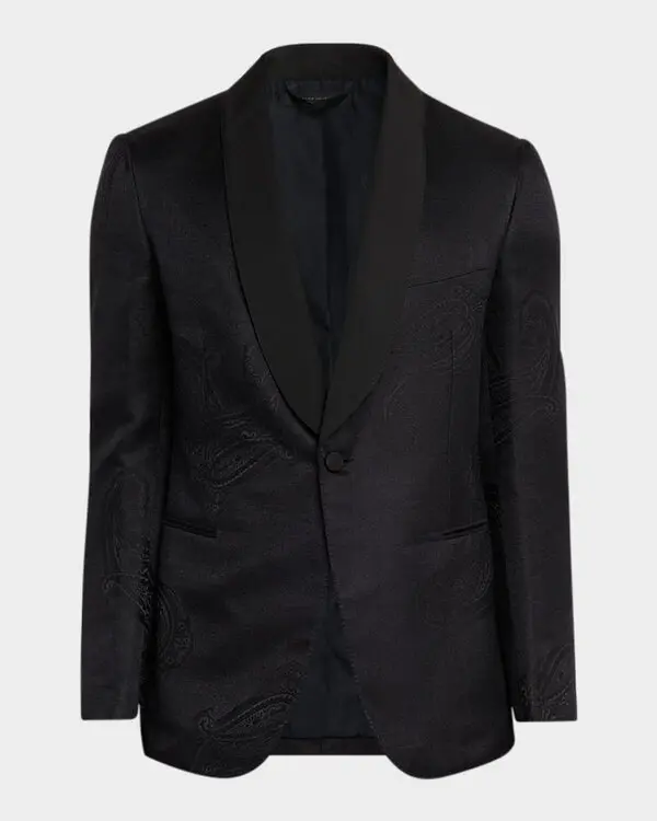 Brioni Paisley Jacquard Single-breasted Blazer - Black