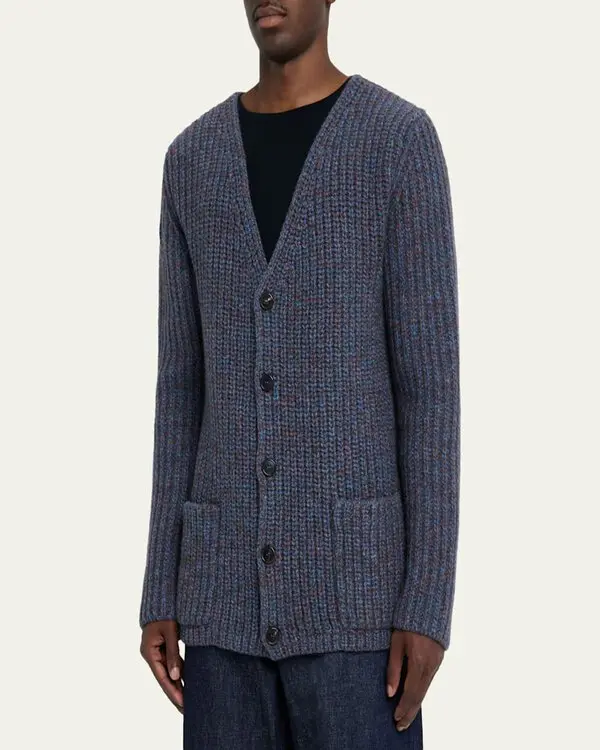 Bergdorf Goodman Cashmere And Wool Melange Knit Cardigan
