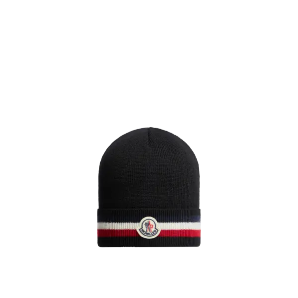 Moncler Tricolor Wool Beanie - Black