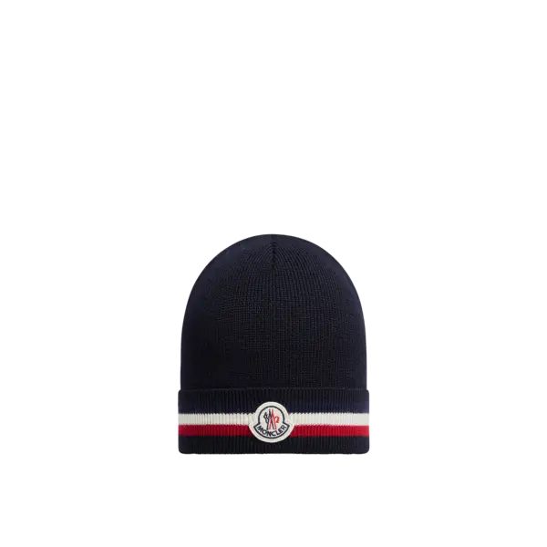 Moncler Tricolor Wool Beanie - Blue