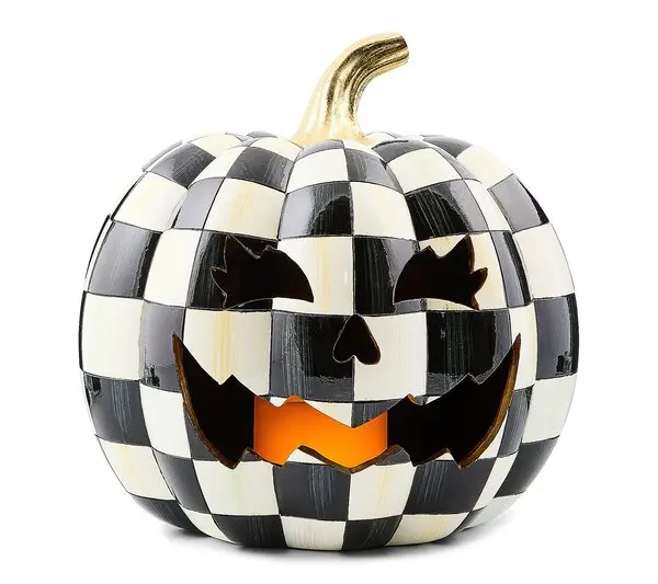 MACKENZIE-CHILDS Courtly Check Illuminated Carv Ed Pumpkin - One-color