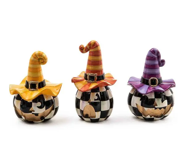 MACKENZIE-CHILDS Mini Happy Jack Pumpkins, Set F 3 - One-color