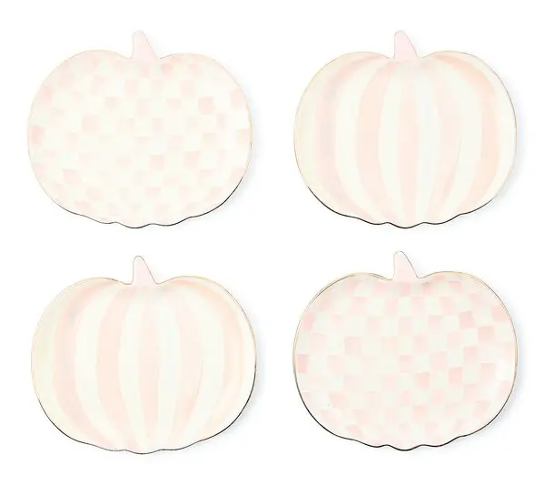 MACKENZIE-CHILDS Rosy Check Pumpkin Dessert Pla Tes, Set Of 4 - One-color