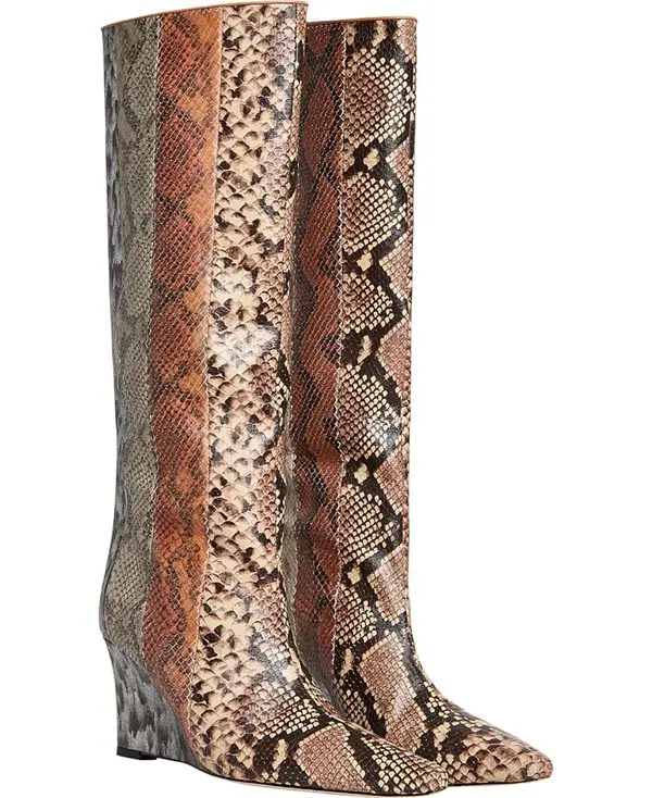 Cynthia Rowley Embossed Leather Wedge Boots - Multi