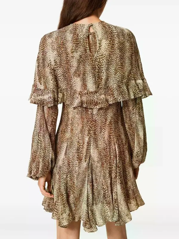 TWINSET Animal-print Dress With Ruffle Detail - Brown