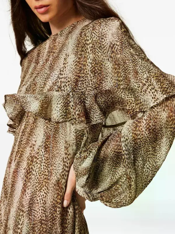TWINSET Animal-print Dress With Ruffle Detail - Brown