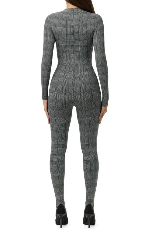 Naked Wardrobe Animal Print Jumpsuit - Houndstooth Plaid